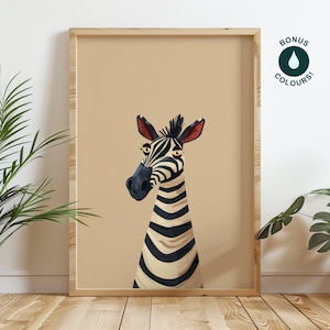 Zebra Boho Gallery Wall Art, Whimsical Wildlife Illustration Home Décor ...