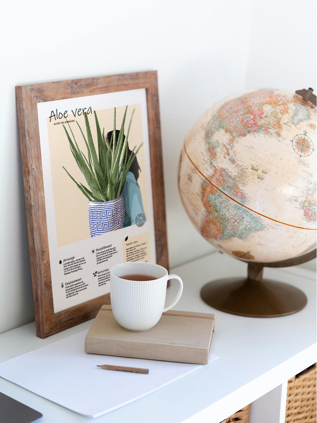 Aloe Vera Illustrated Plant Poster With Care Tips for Frame - Etsy