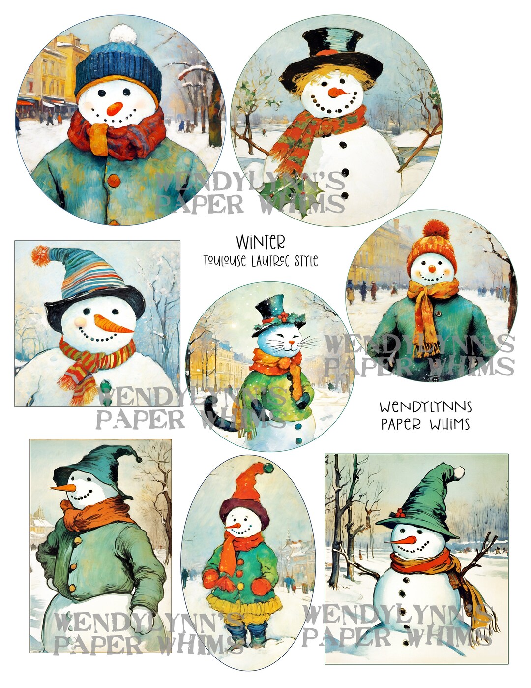 PRINTABLE, Instant Download, Digital Collage Sheet, Clipart, Eight (8 ...