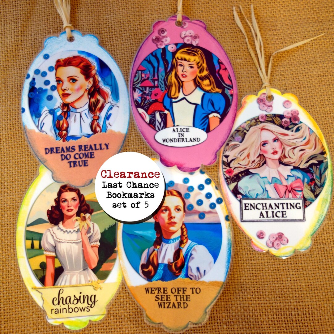 Bookmarks, Dorothy From Wizard of Oz, Alice in Wonderland, Set of 5 ...