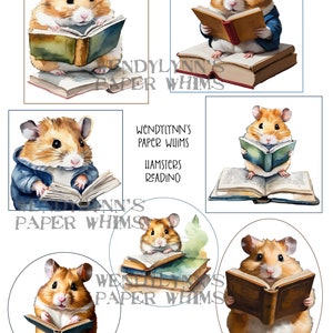 PRINTABLE, Cute Hamsters Reading Books, Instant Download, Digital ...