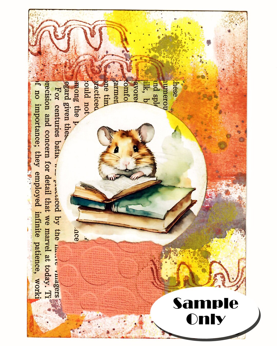 PRINTABLE, Cute Hamsters Reading Books, Instant Download, Digital ...