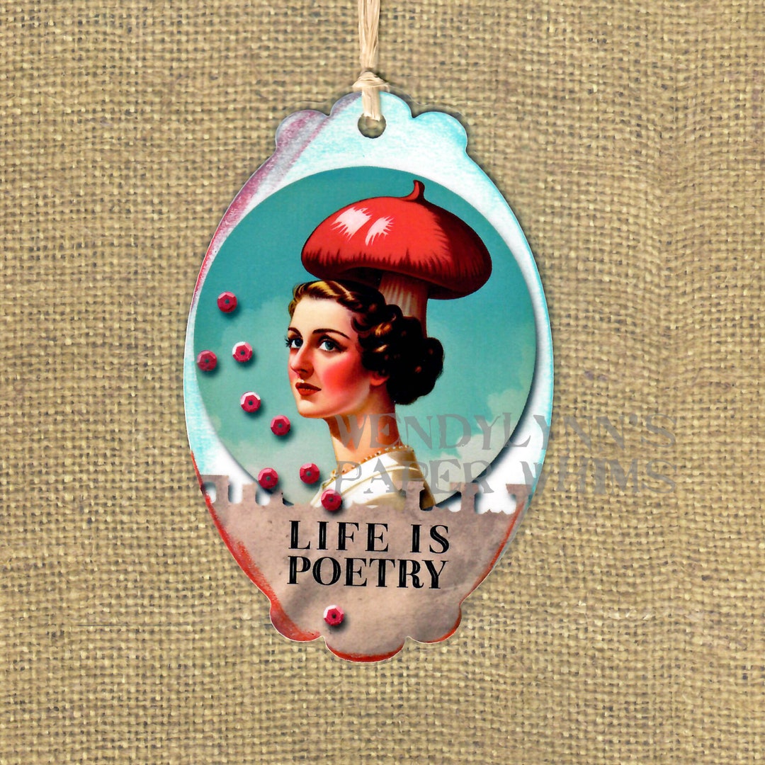 Bookmark, 1920's Woman With Mushroom on Her Head, Card Enclosure, Gift ...