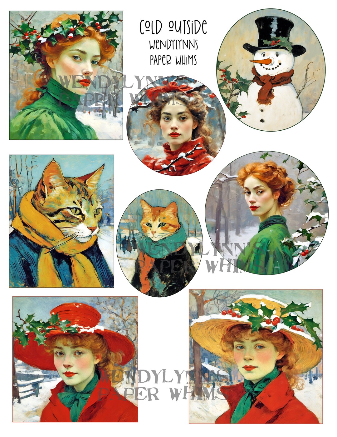 PRINTABLE, Instant Download, Digital Collage Sheet, Clipart, Eight (8 ...