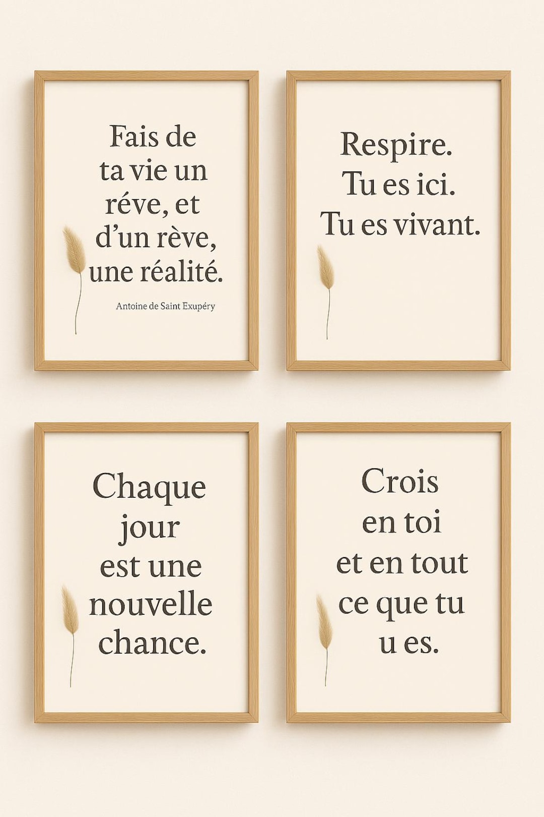 Pack of 4 Printable Posters - Inspirational French Quotes - Minimalist ...