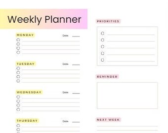 Minimalist Weekly Digital Planner, Appointment, Reminders, Notes ...