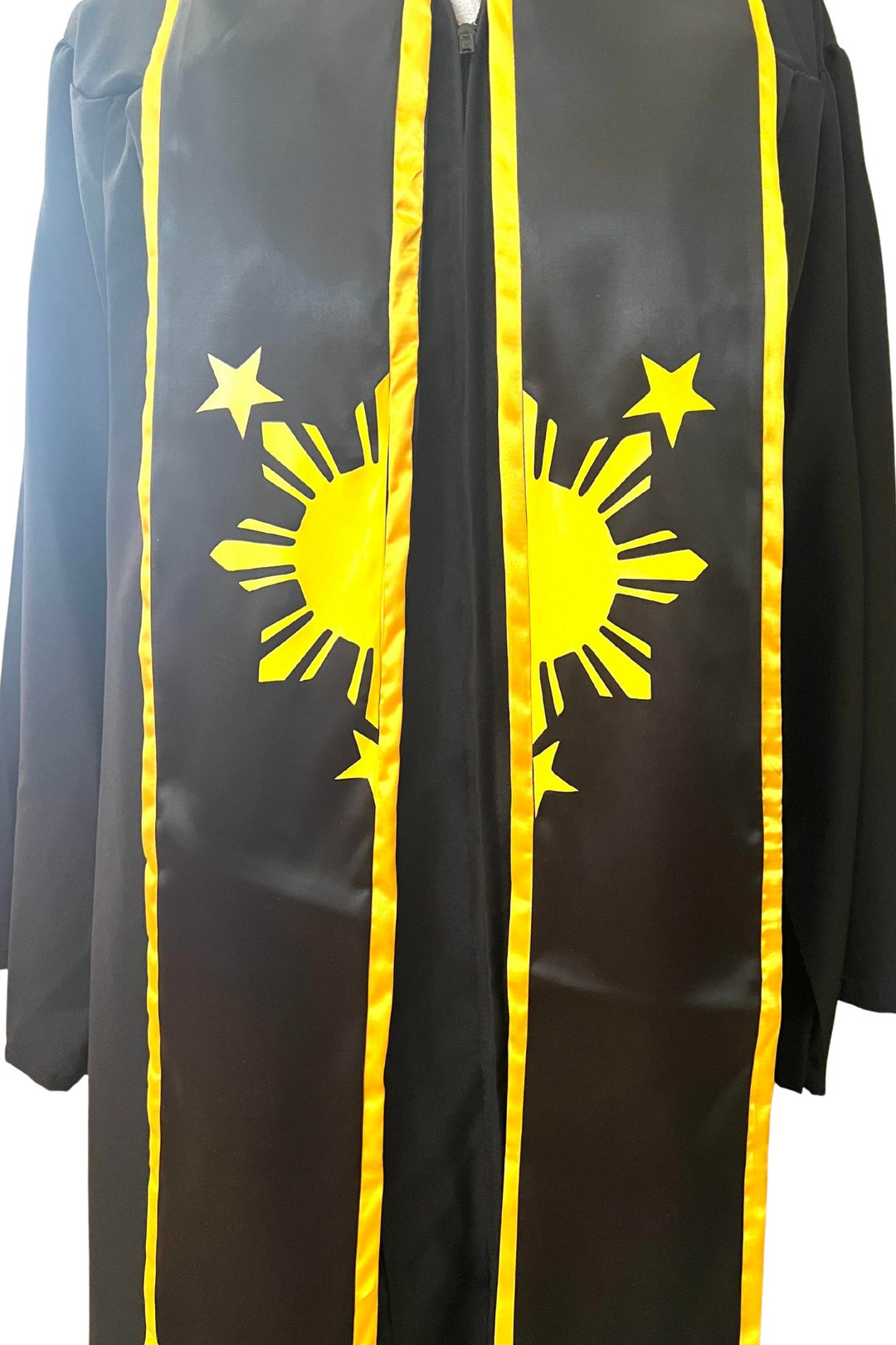 Filipino/philippines Black Sash Graduation Stole With Gold Trim ...