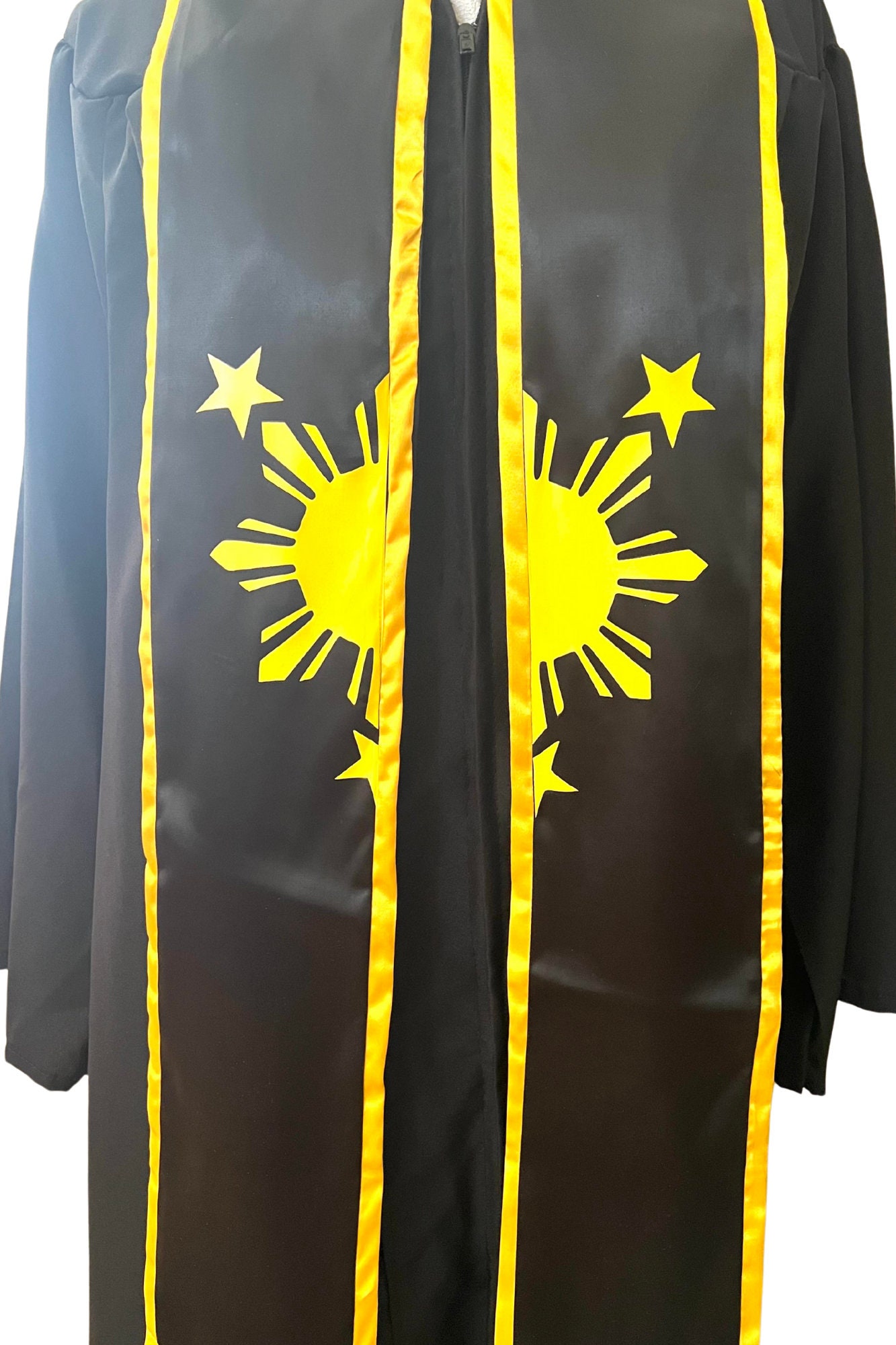 Filipino/philippines Black Sash Graduation Stole With Gold Trim ...