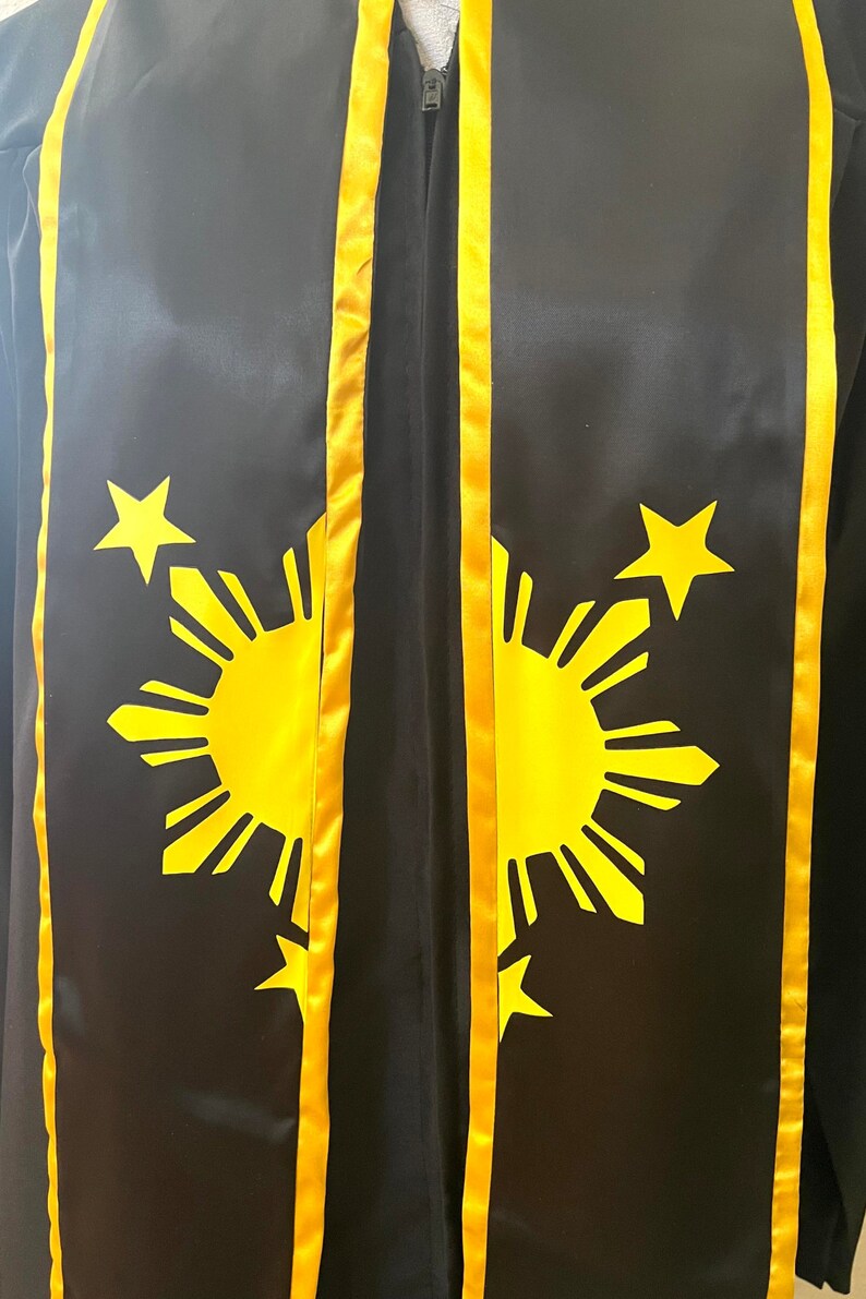Filipino/philippines Black Sash Graduation Stole With Gold Trim ...