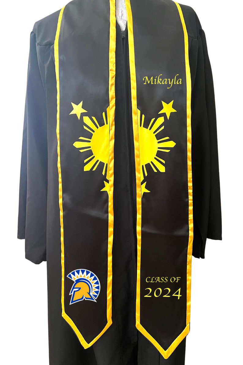 Filipino/philippines Black Sash Graduation Stole With Gold Trim ...
