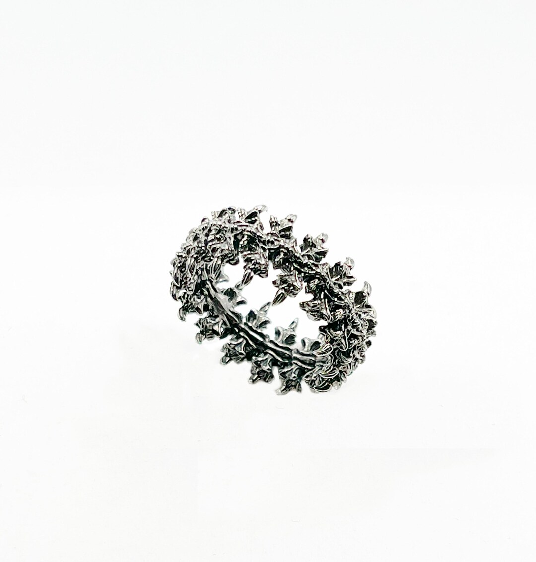Black Gothic Skeleton Spine Spiky Eternity 925 Sterling Silver Ring ...