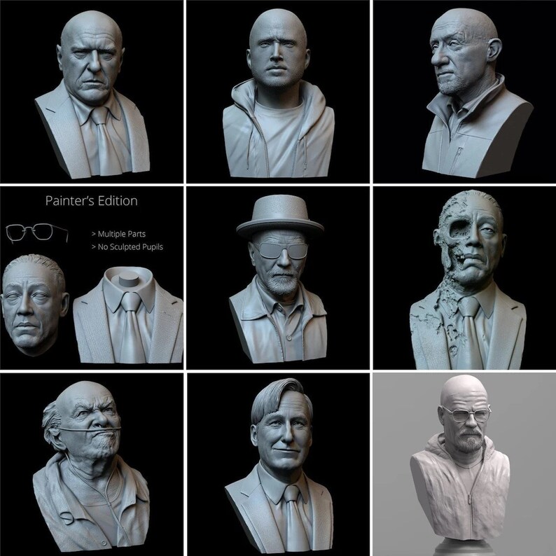 Breaking BAD All Bust 3D Figure STL 3D Model 3D Printable File 3D ...