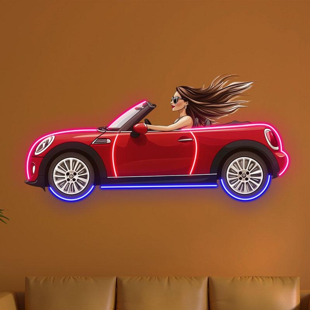 Sports Car Neon Signs, Custom Neon Light Sign Retro Car, Garage Wall ...