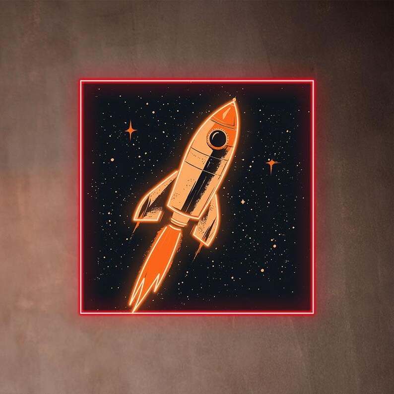 Rocket Neon Sign, Spacecraft LED Sign, Custom Neon Sign, Bedroom Neon ...