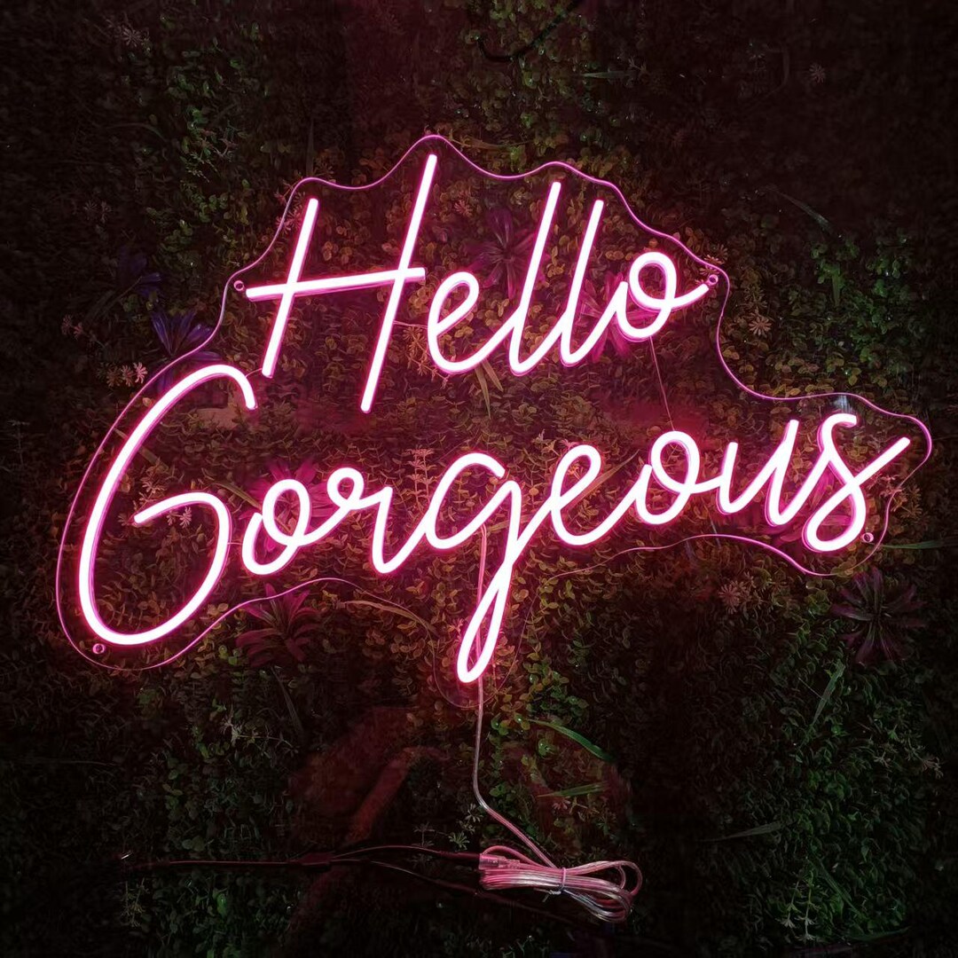 Hello Gorgeous Neon Sign, Bridal Party Neon Light, Salon Neon Wall Art ...