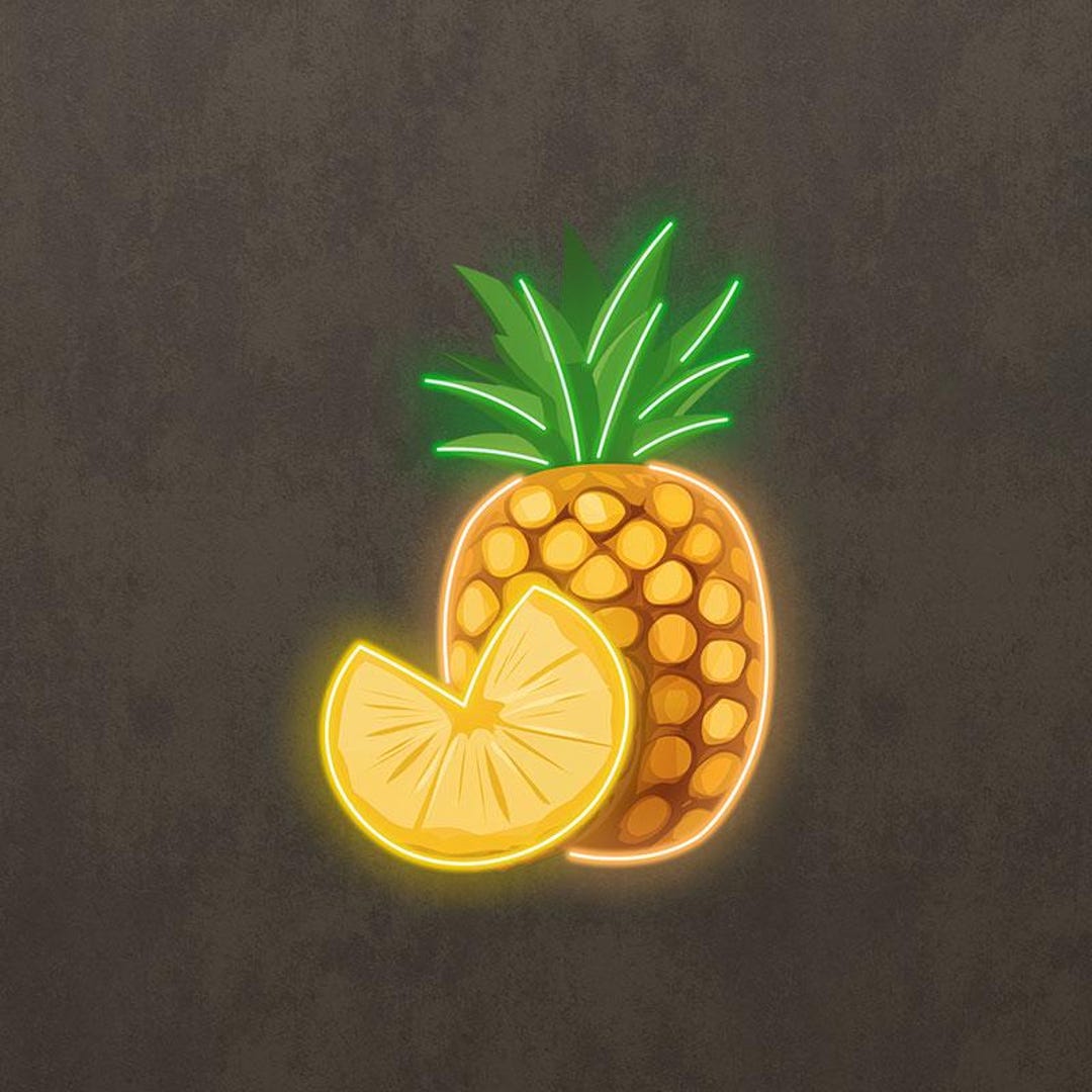 Pineapple Neon Sign, Custom Fruit UV Printed Neon Sign, Fruit Shop Wall ...