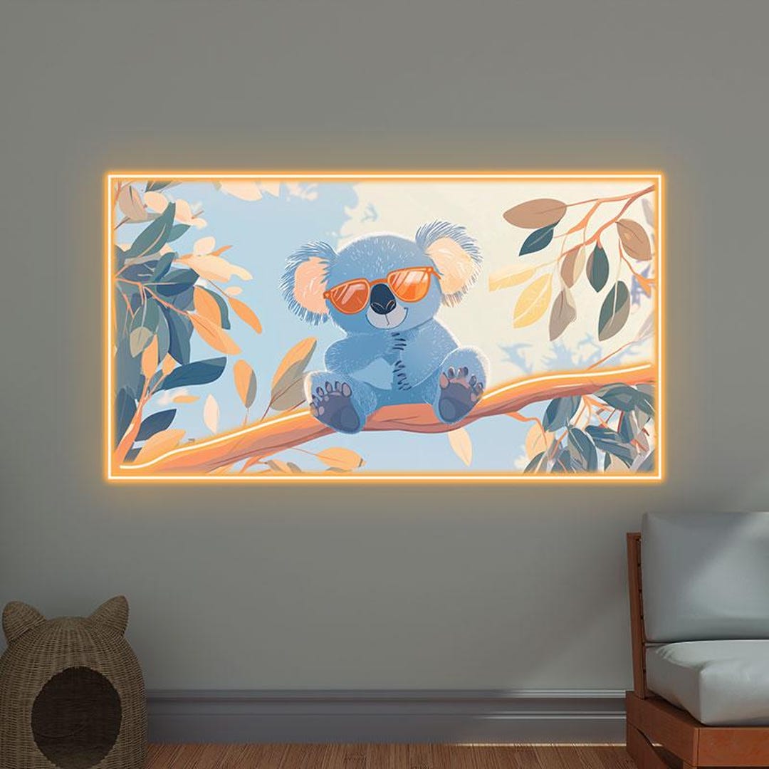 Cool Koala With Sunglasses Neon Art - Cute Koala Wearing Shades on a ...