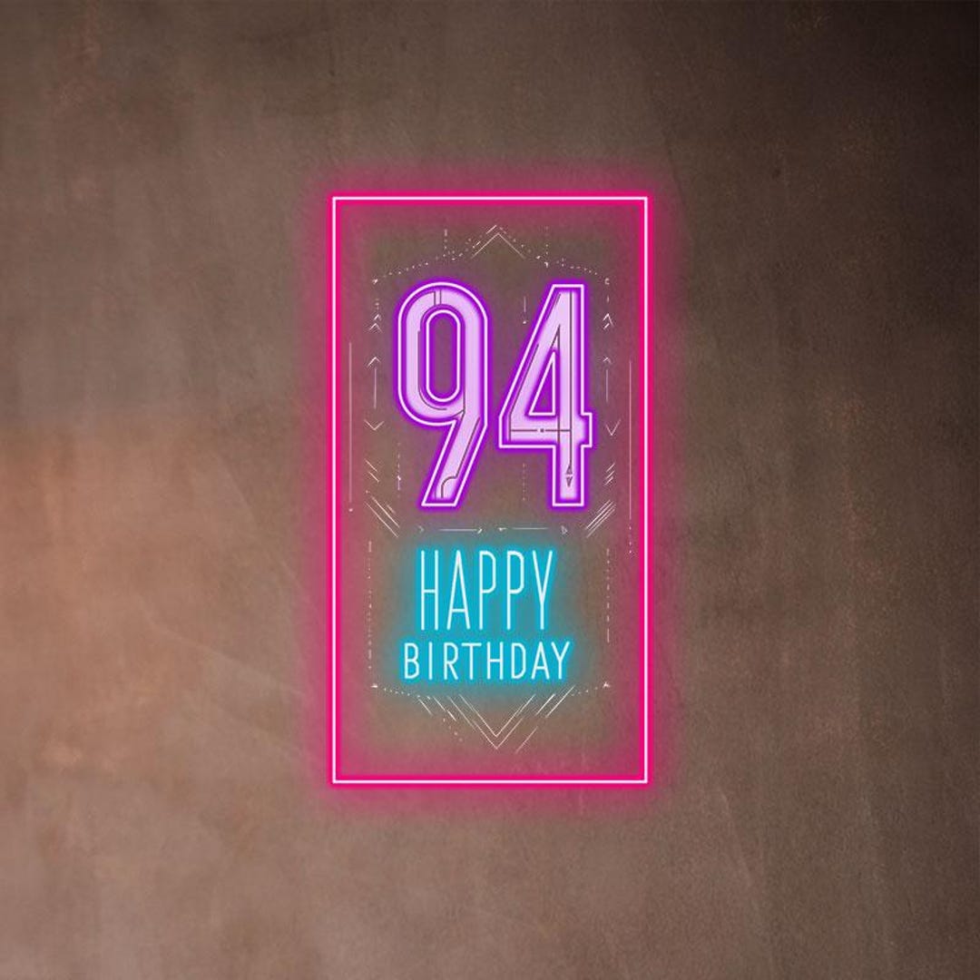 Custom Neon Birthday Number Sign, LED Light Wall Art, Blue Happy ...