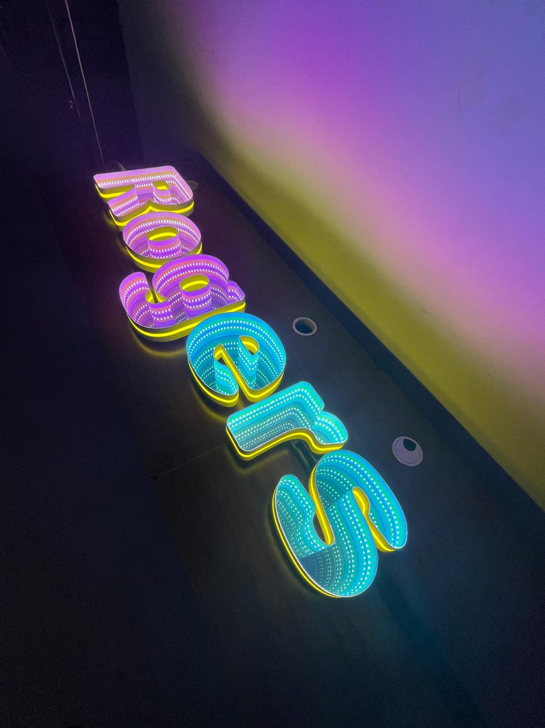 Infinity Mirrors With Track Channel Letters & Numbers, Custom Infinity ...