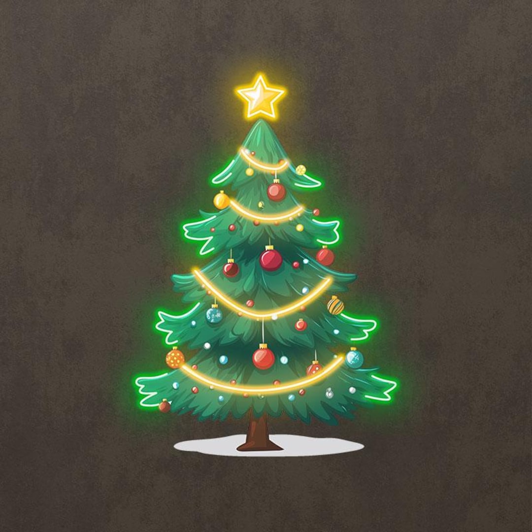Christmas Tree Neon Light Sign Festive LED Holiday Decor With Star and ...