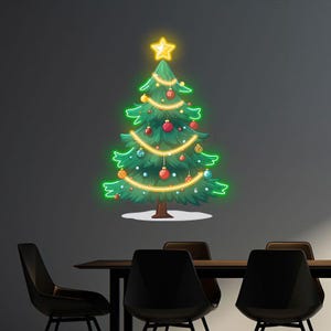 Christmas Tree Neon Light Sign Festive LED Holiday Decor With Star and ...