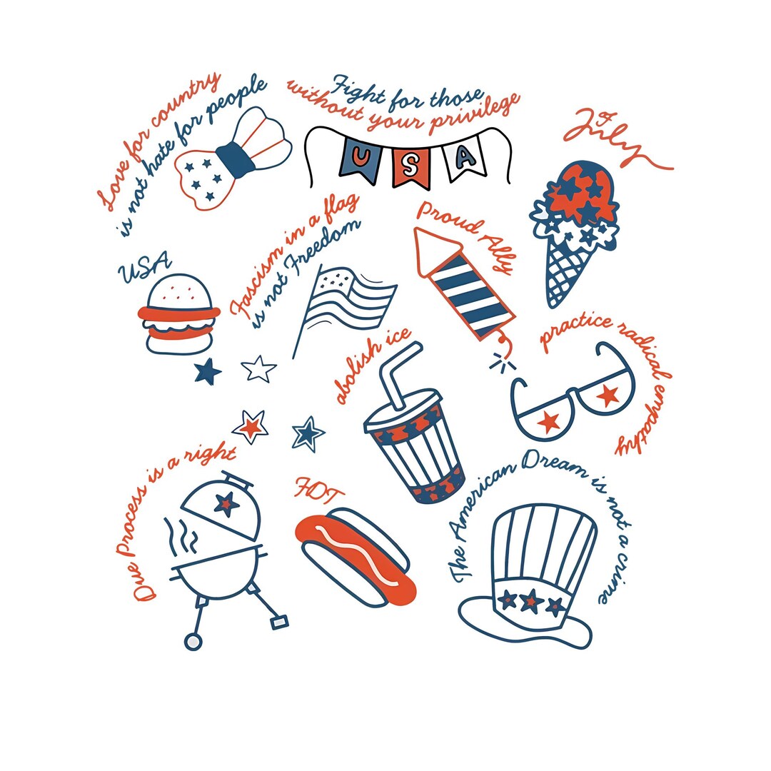 Liberal 4th of July Doodle PNG, Feminist Patriotic Sublimation ...