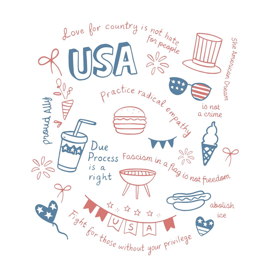 Liberal 4th of July Doodle PNG, Anti-oligarchy Patriotic Sublimation ...