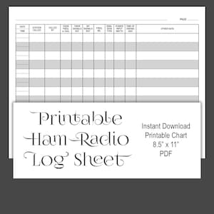 HAM RADIO Log Book, Printable Contact Sheet, Instant Download, Digital ...