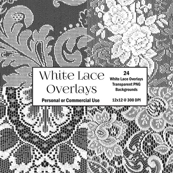 WHITE LACE Overlays 24 3600 X 3600 300 Dpi Transparent Lace PNG ...