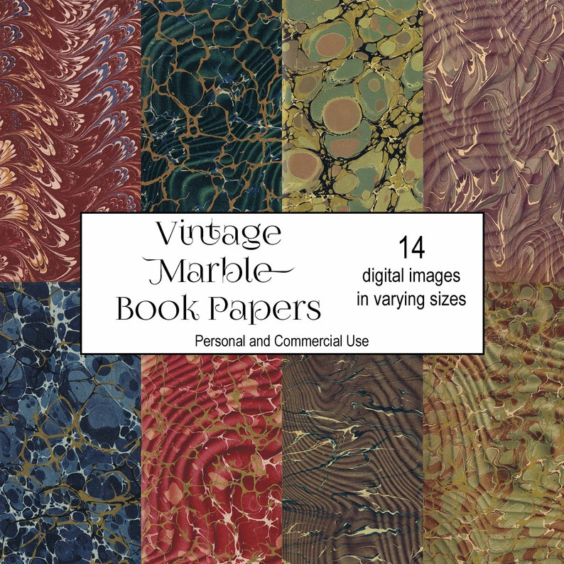 VINTAGE MARBLE BOOK End Papers - Instant Download Digital Printable ...