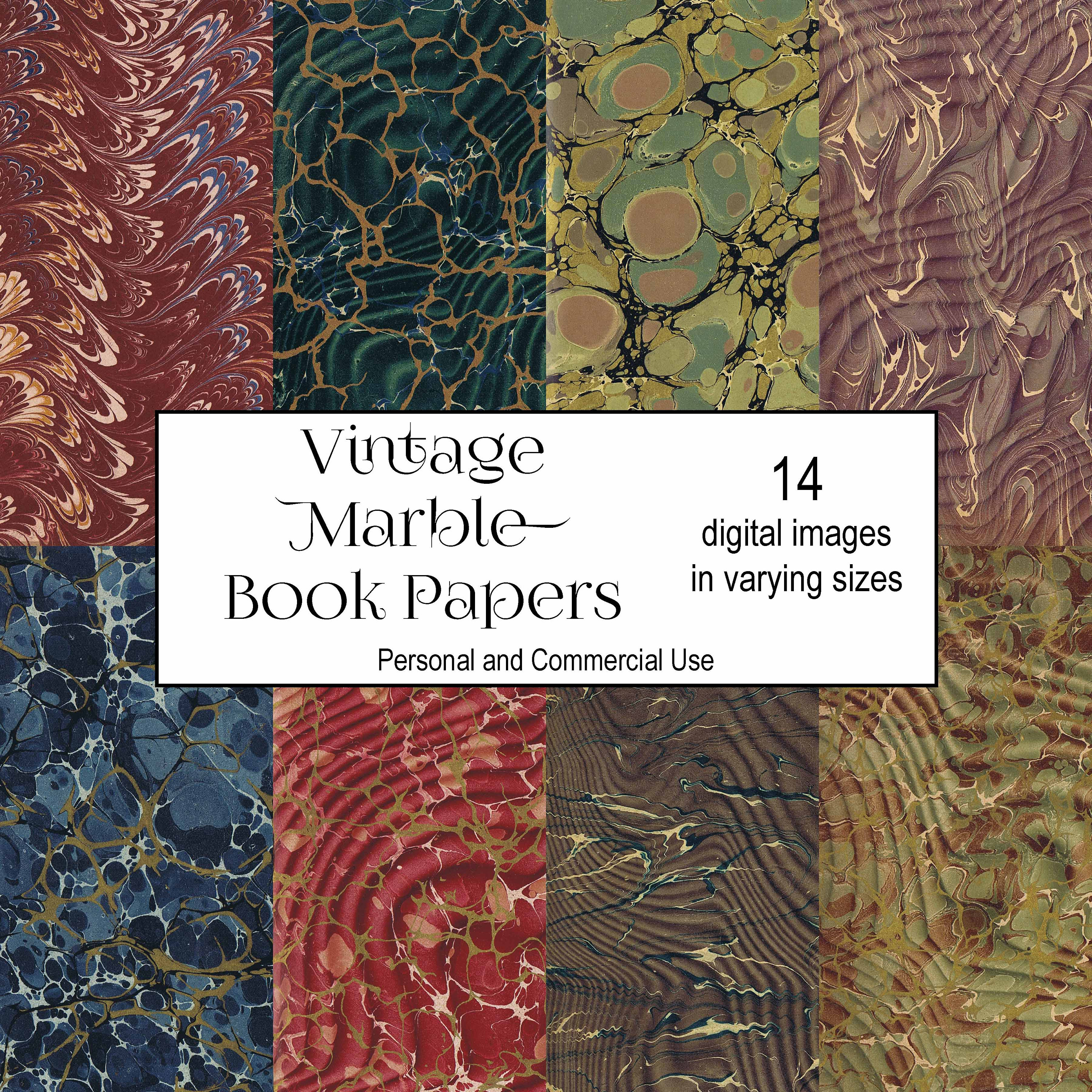 VINTAGE MARBLE BOOK End Papers - Instant Download Digital Printable ...