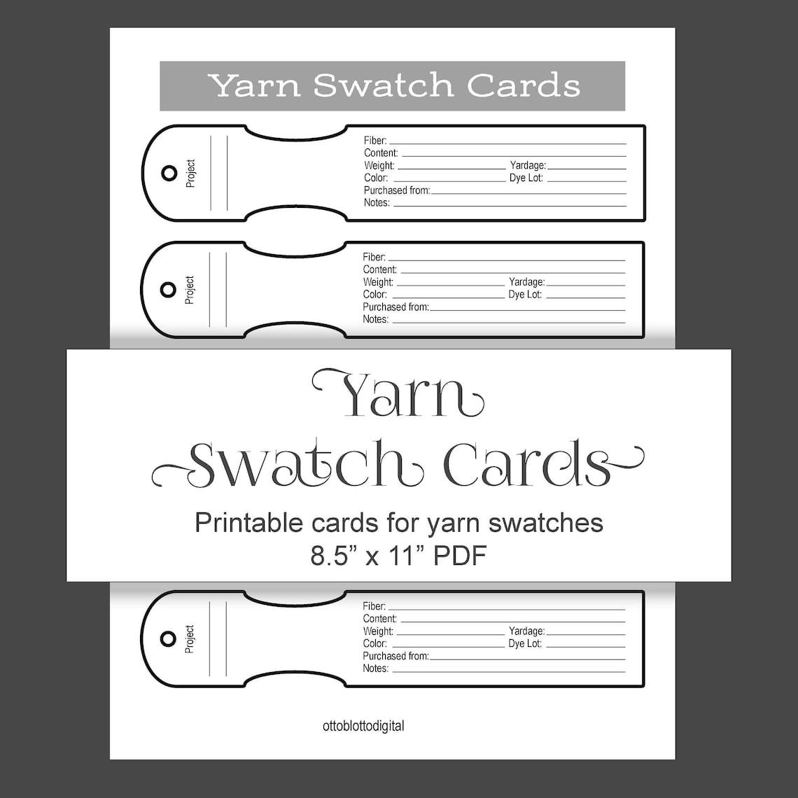 Yarn Swatch Cards Printable, Wool Swatch Card, Yarn Sampler Card ...