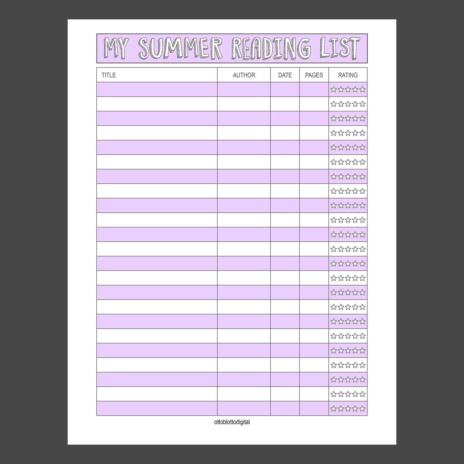 KIDS' SUMMER READING List, Book Tracker, Reading Tracker, Reading Log ...