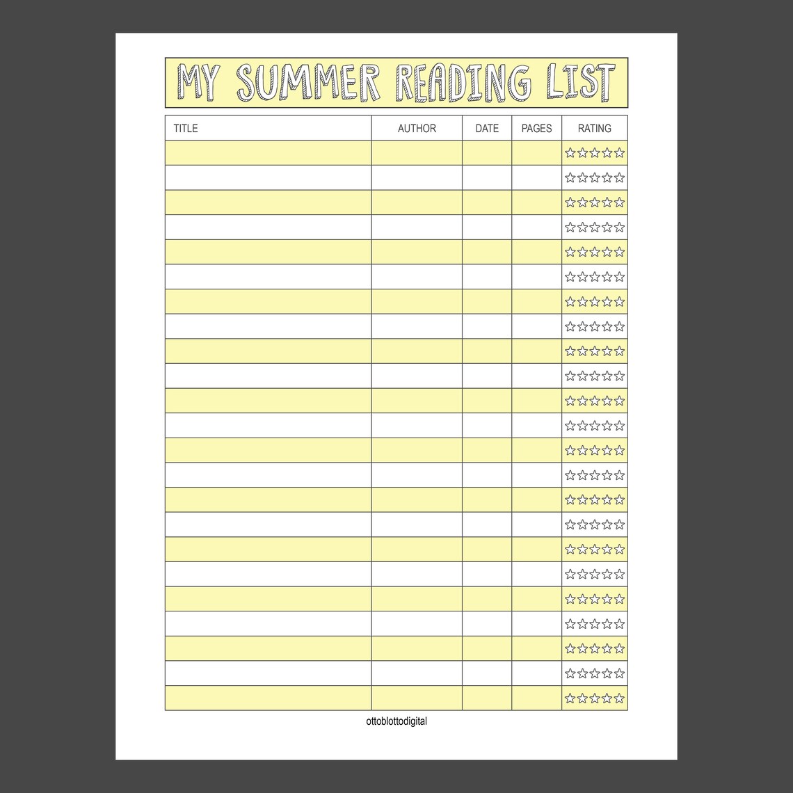 KIDS' SUMMER READING List Book Tracker Reading Tracker - Etsy