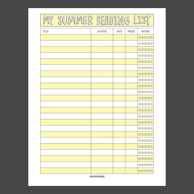KIDS' SUMMER READING List, Book Tracker, Reading Tracker, Reading Log ...