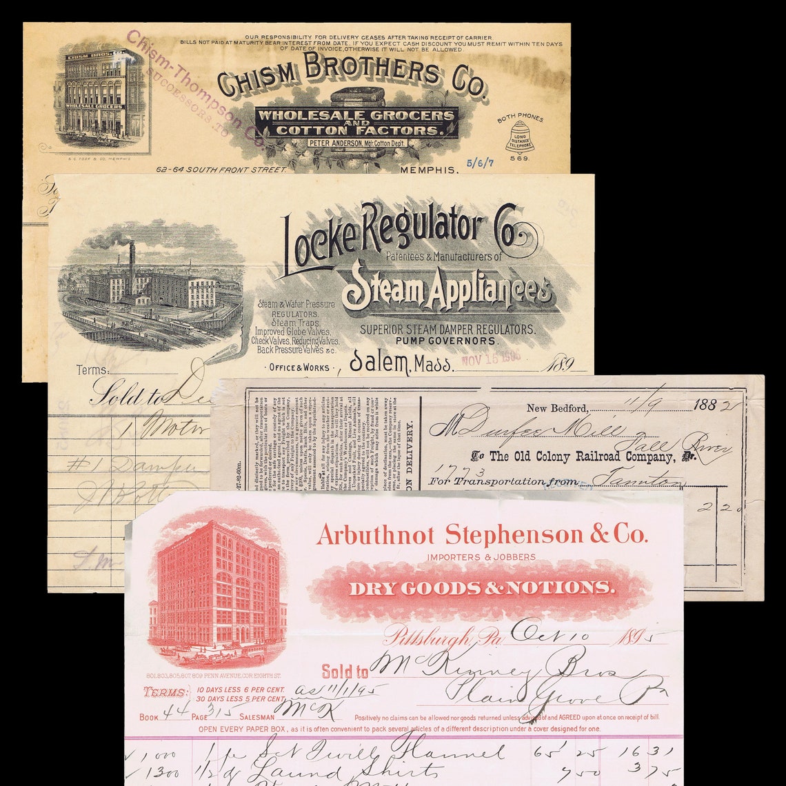 VINTAGE INVOICES and Receipts, 1800s - 1900s Instant Download Old ...
