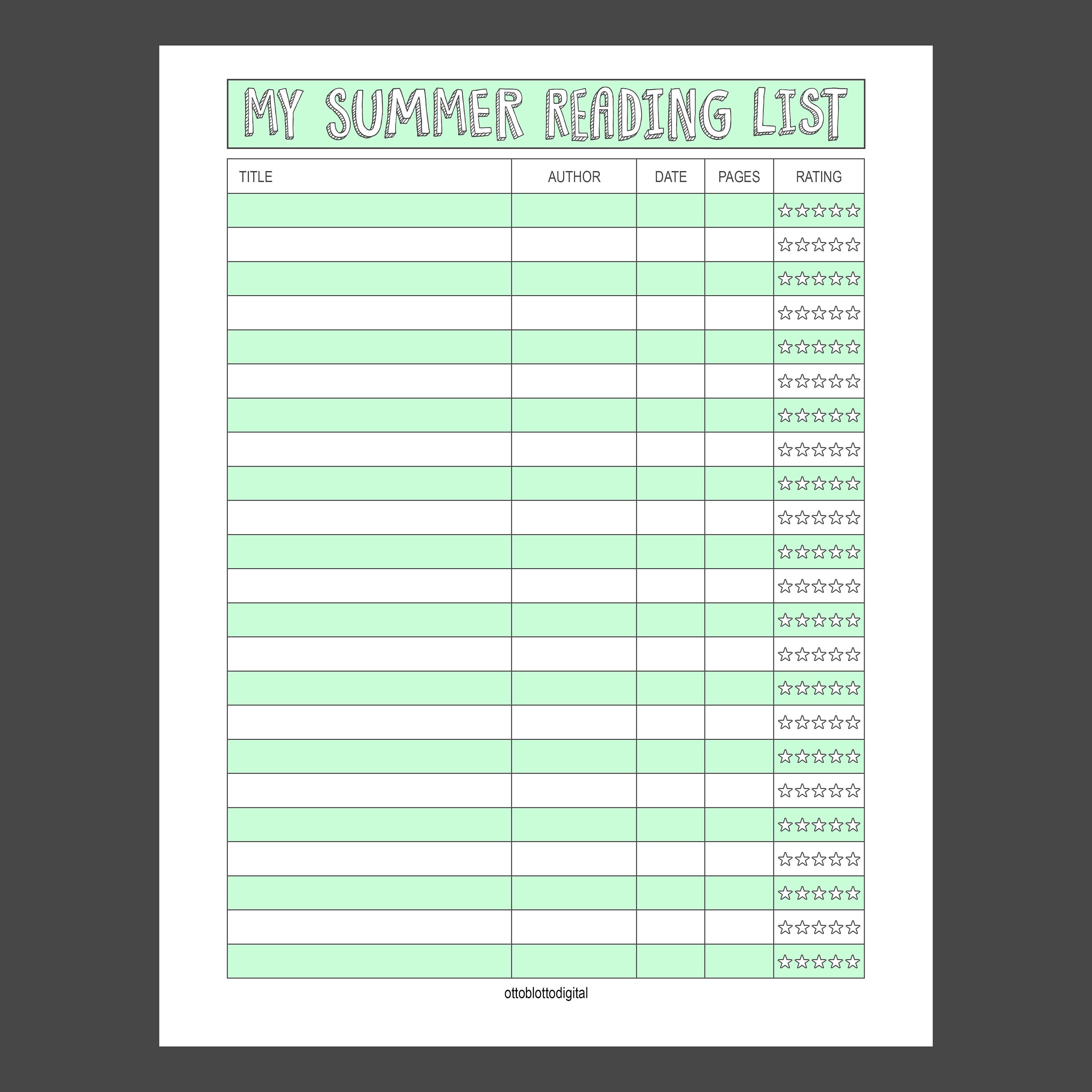KIDS' SUMMER READING List, Book Tracker, Reading Tracker, Reading Log ...