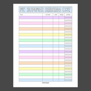 KIDS' SUMMER READING List, Book Tracker, Reading Tracker, Reading Log ...