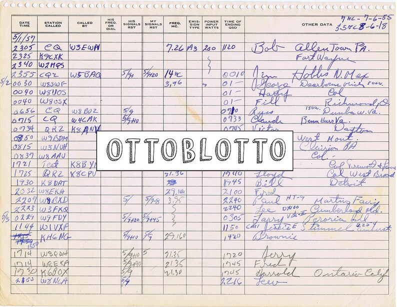 Ham Radio Log Book Digital Collage 10 Sheets 8 5x11 Handwritten Instant