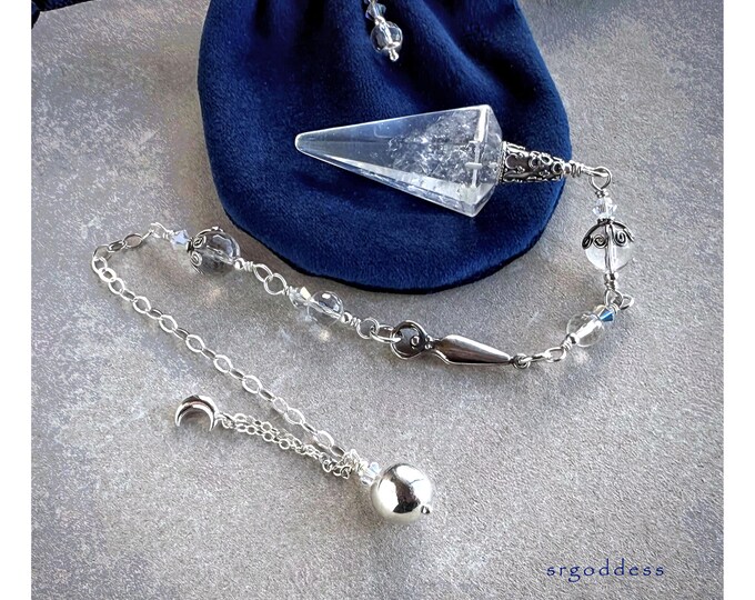 MOON GODDESS Sterling Silver, Quartz Crystal, Swarovski Crystal ...