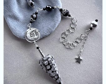 MOON GODDESS Sterling Silver and Blue Goldstone Pendulum Set Spiral ...