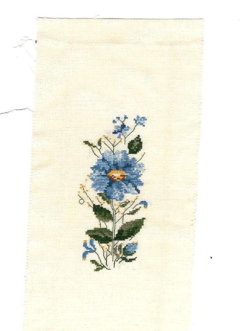 Blue Flower Cross Stitch Finished Piece - Etsy