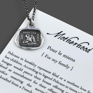 A Mothers Love Wax Seal Necklace - Pelican in Her Piety Wax Seal Charm ...