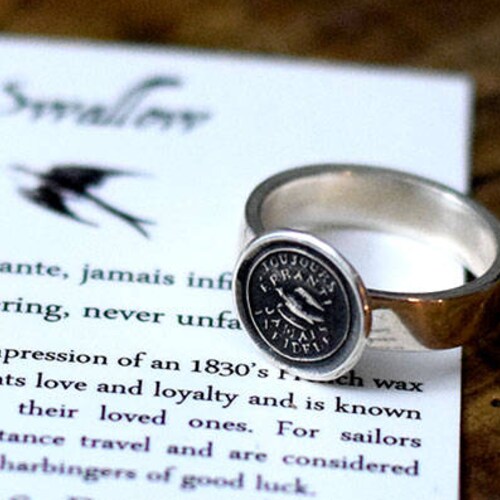 Swallow Wax Seal Ring Always Wandering Never Unfaithful - Etsy