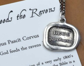 Raven Wax Seal Necklace God Feeds the Ravens DEUS PASCIT CORVOS ...