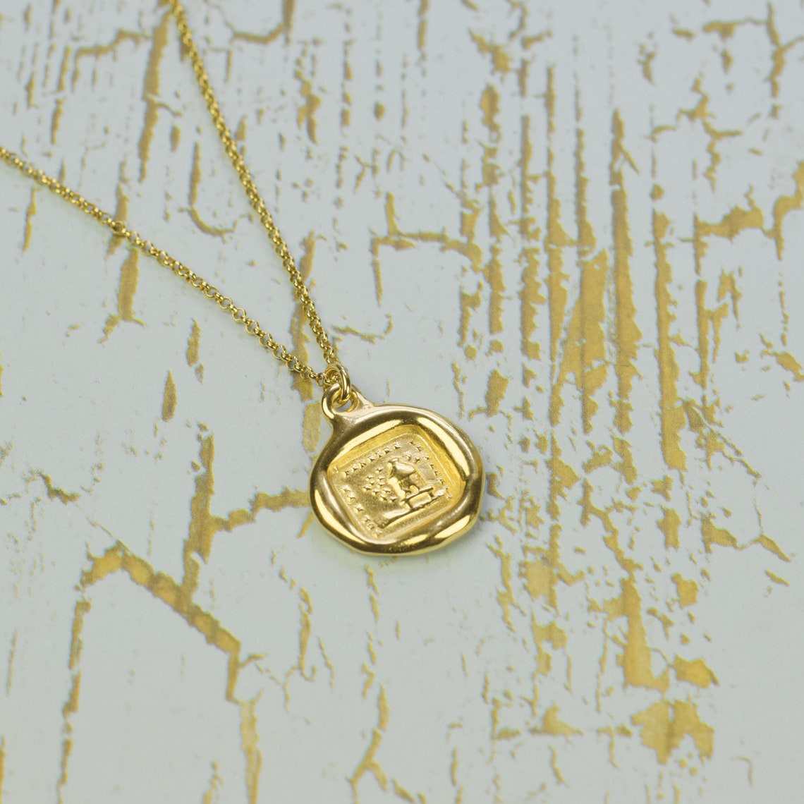 Gold Bees and Beehive Wax Seal Necklace From Antique French Seal, in ...