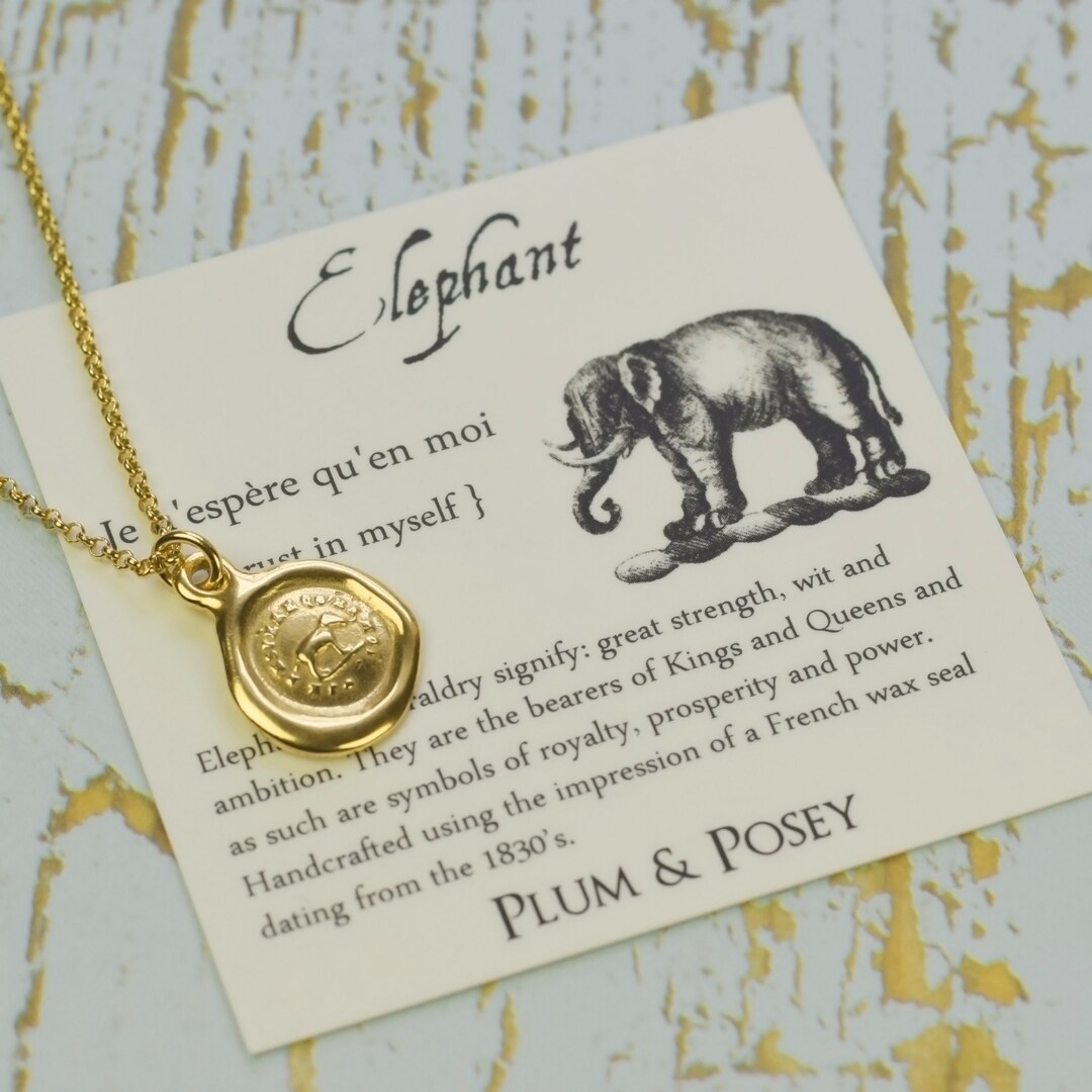 Gold Elephant Wax Seal Necklace - I Trust in Myself- Trust Your ...