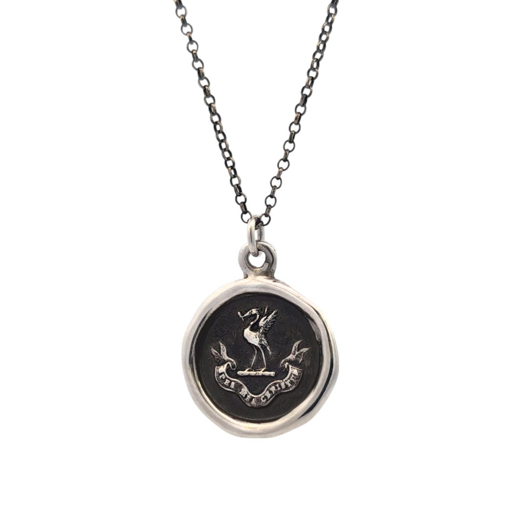 Grace – Silver Stork Wax Seal Pendant, Symbolic Faith Jewelry ...