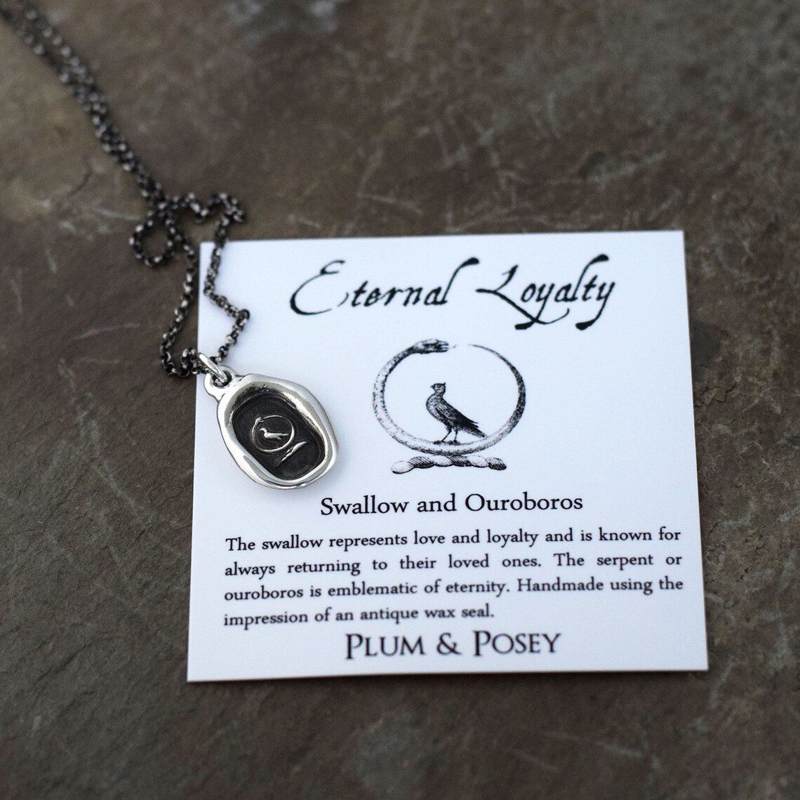 Eternal Loyalty Swallow and Serpent Wax Seal Necklace Eternal - Etsy
