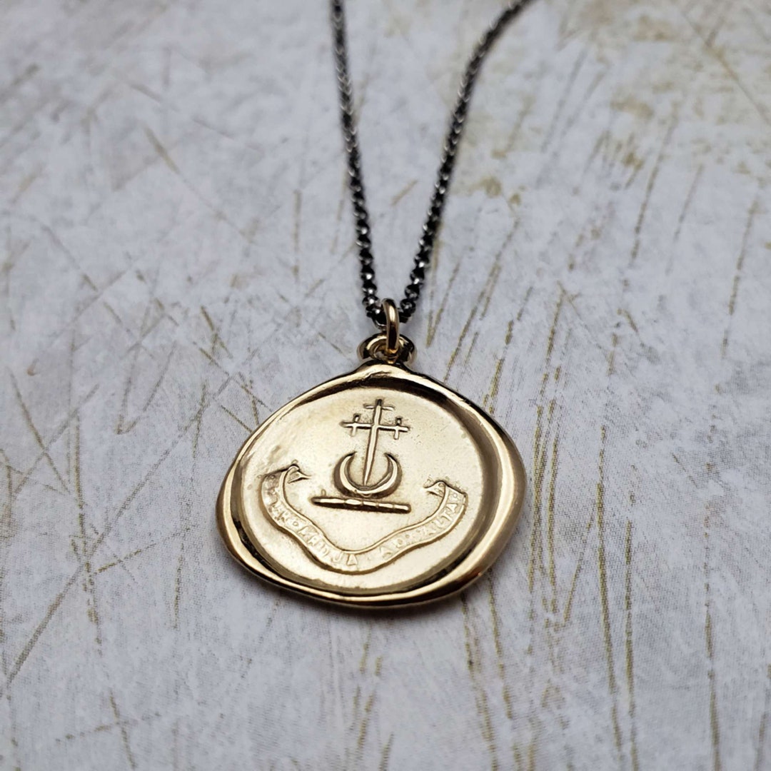 Moon and Sword Latin Gold Vermeil Wax Seal Pendant- 230G - Etsy